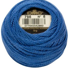 Fil Coton perlé n°8 DMC 798 Bleu cobalt - Univers Broderie