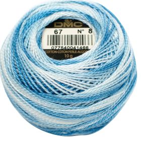 Fil Coton perlé n°8 DMC 67 Bleu layette ombré - Univers Broderie