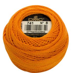 Fil Coton perlé n°8 DMC 741 Orange mandarine - Univers Broderie