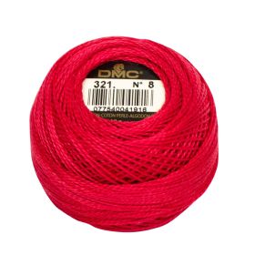 Fil Coton perlé n°8 DMC 321 Rouge Carmin - Univers Broderie